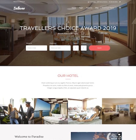 Best Hotel + Vacation Rental WordPress Theme - Bellevue Theme